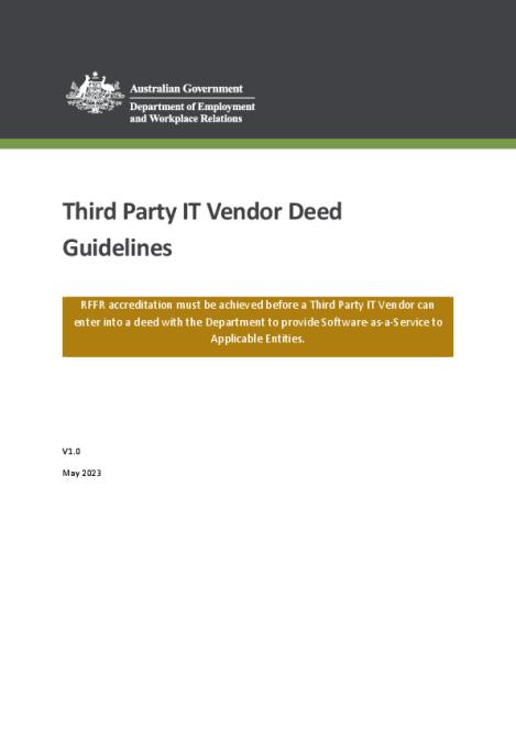 Third-Party IT Vendor Deed Guidelines - Department of Employment and Workplace Relations ...